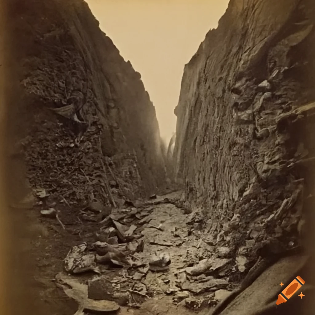 Photograph of an empty trench during World War I on Craiyon