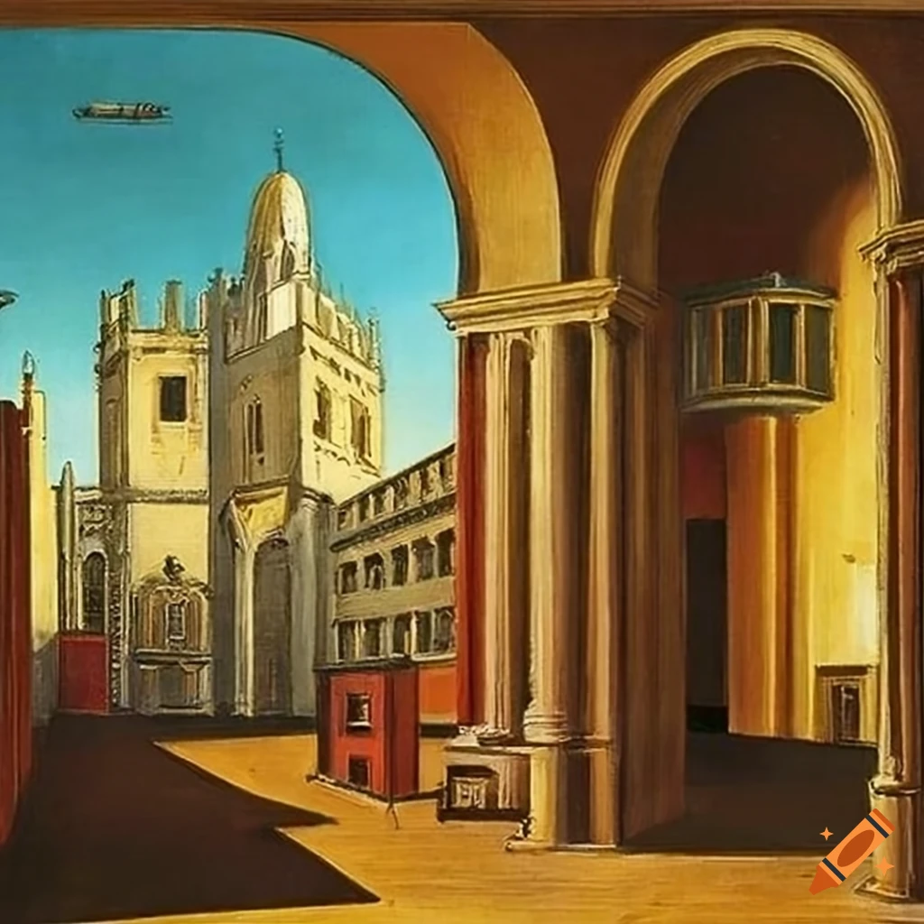 Interior of oxford college by giorgio de chirico on Craiyon