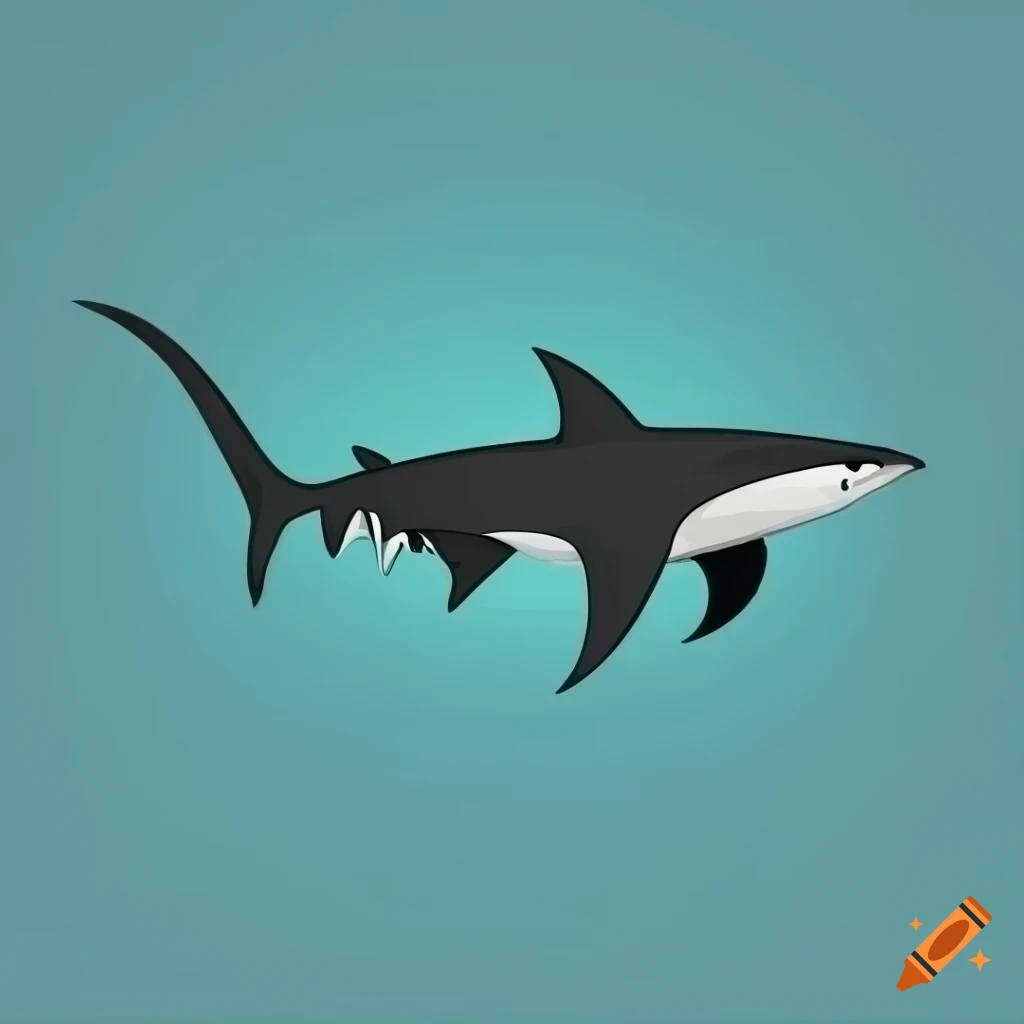 2D swimming shark in cartoon style on Craiyon
