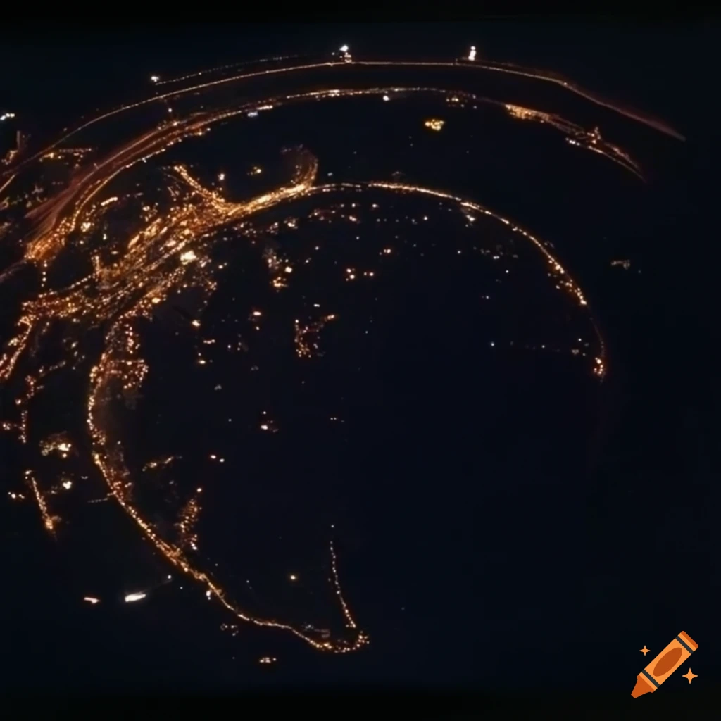 Night city lights seen from space on Craiyon
