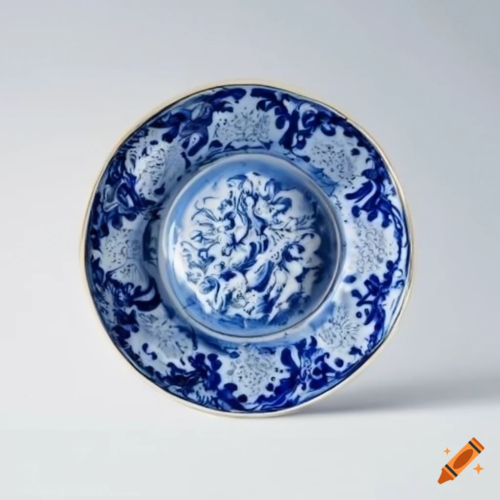 Rococo relief plate in white and blue