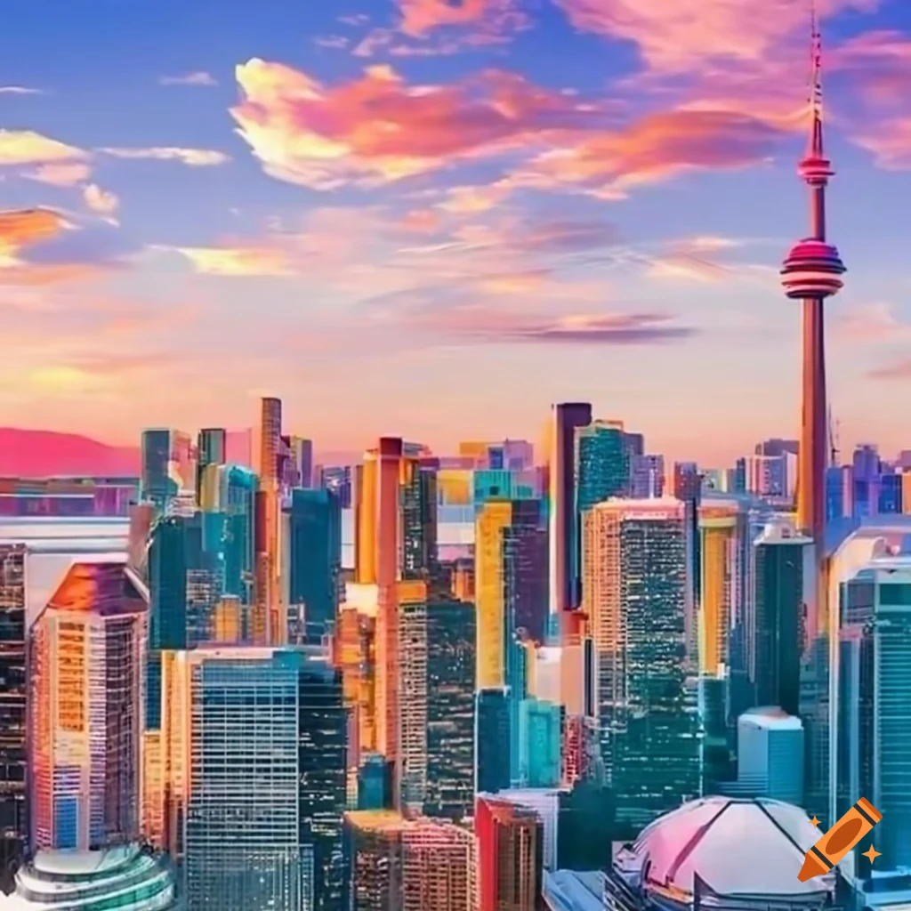 Futuristic cityscape of toronto during the day