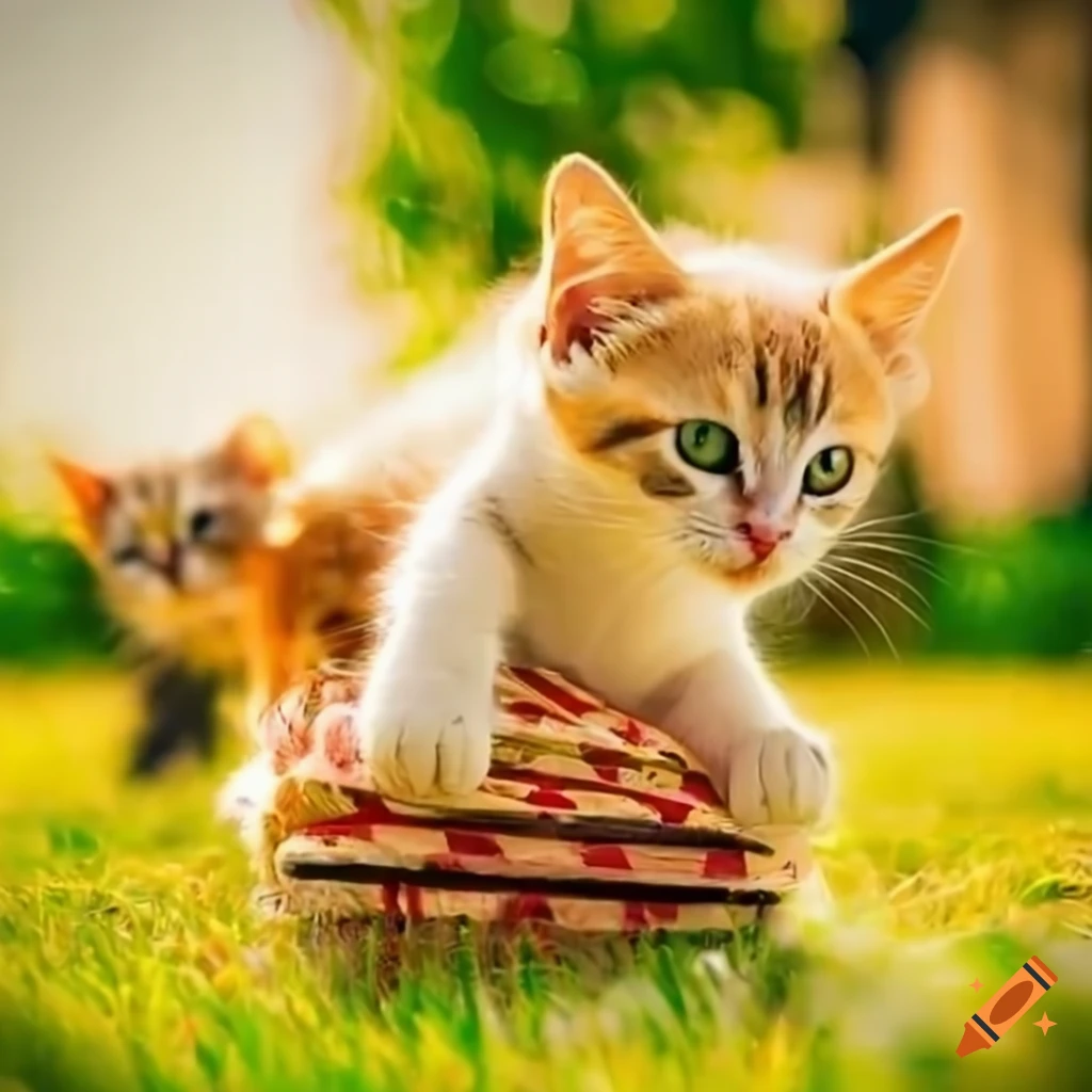 Kittens having a picnic on a sunny day on Craiyon
