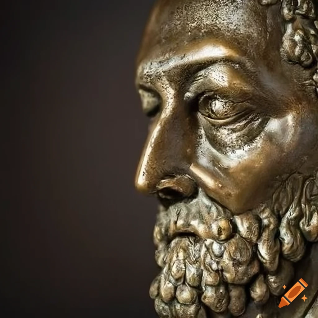 Bronze sculpture of a stoic figure on Craiyon