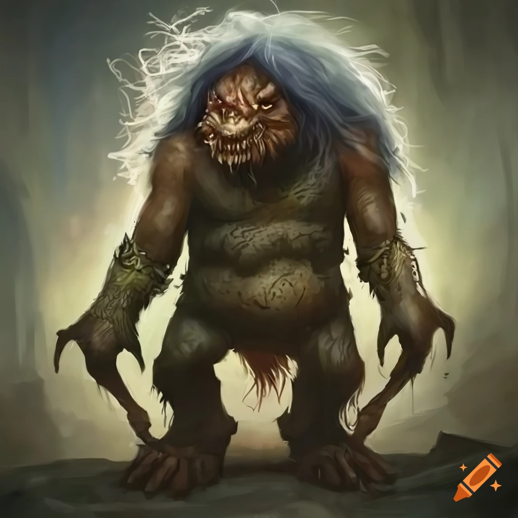 Fantasy artwork of a troll calling in the forest on Craiyon