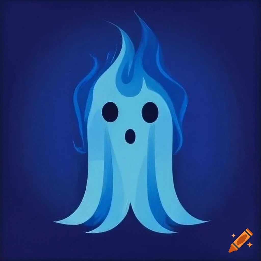 Oil painting of a blue fire ghost on Craiyon