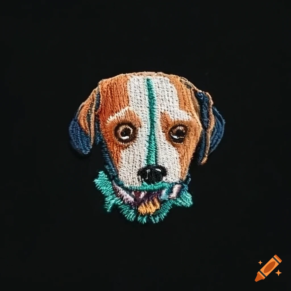 Minimal embroidery patch of a beagle dog head on Craiyon