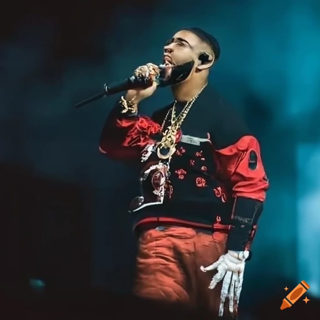 Anuel singing on stage on Craiyon