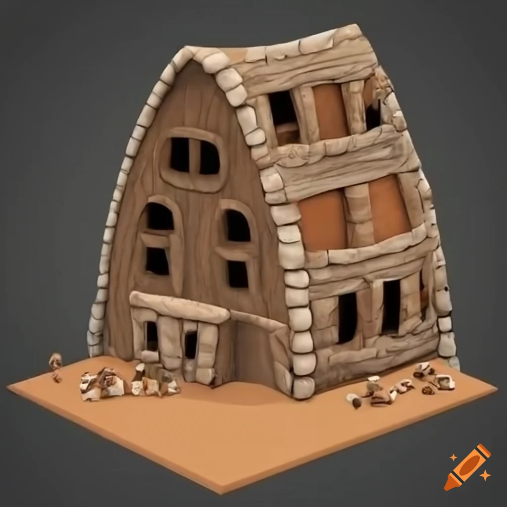 Cartoon of cavemen building a factory on Craiyon