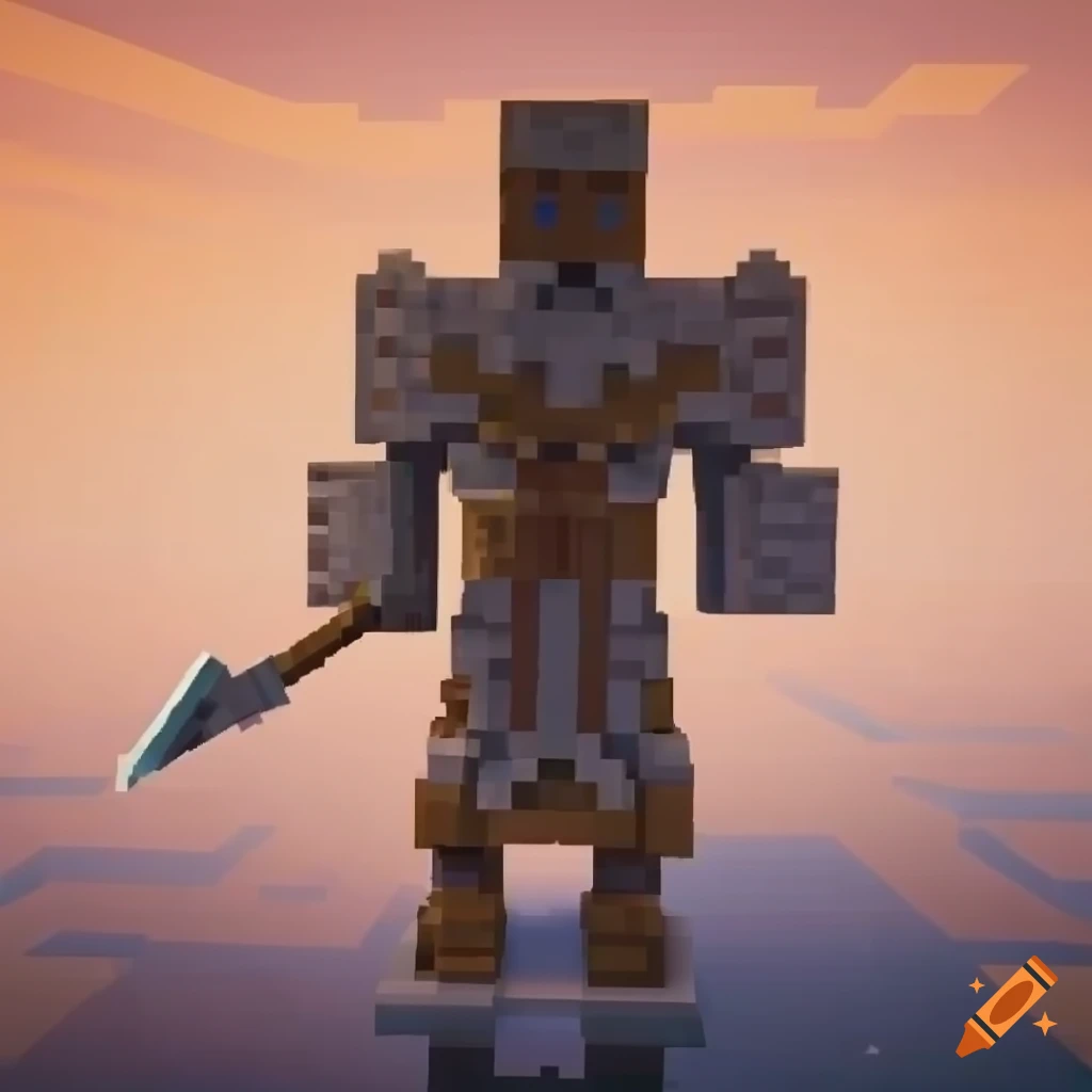 Impressive knight sculpture made in minecraft on Craiyon