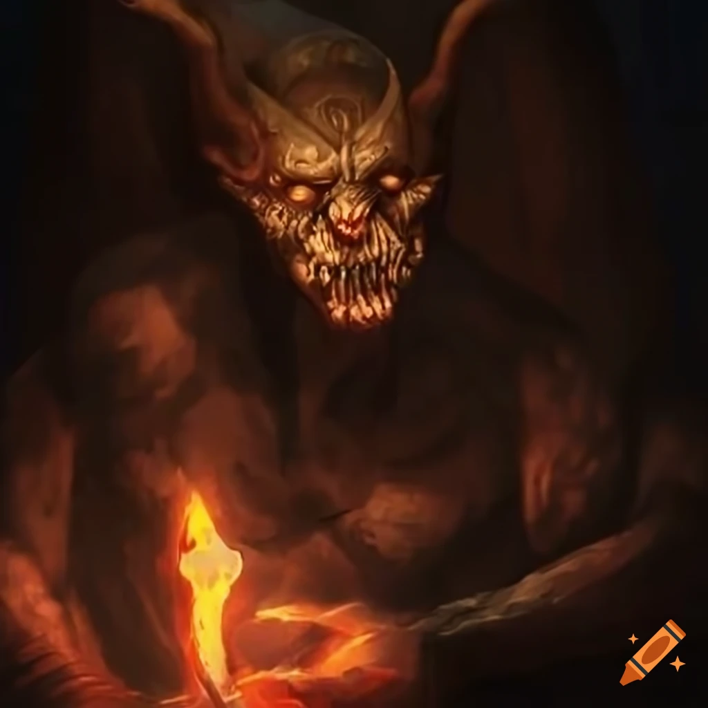 Artistic representation of a powerful demon in a forge on Craiyon