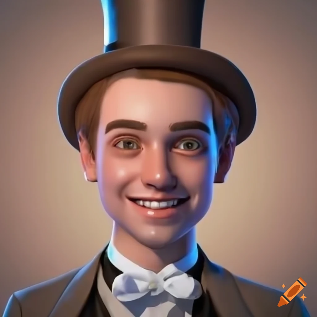 Handsome realistic cartoon man wearing a suit and smirking on Craiyon