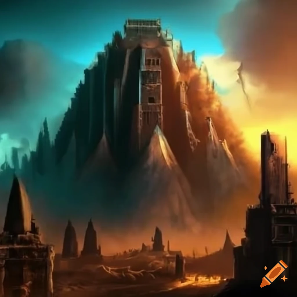 Image of a post-apocalyptic civilization with remnants of advanced ...