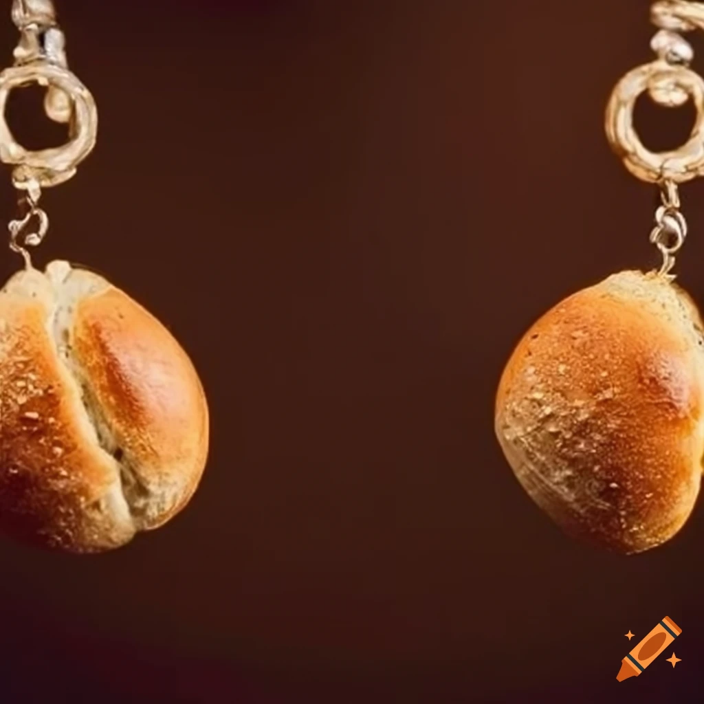 Bread-shaped necklace and earrings set on Craiyon