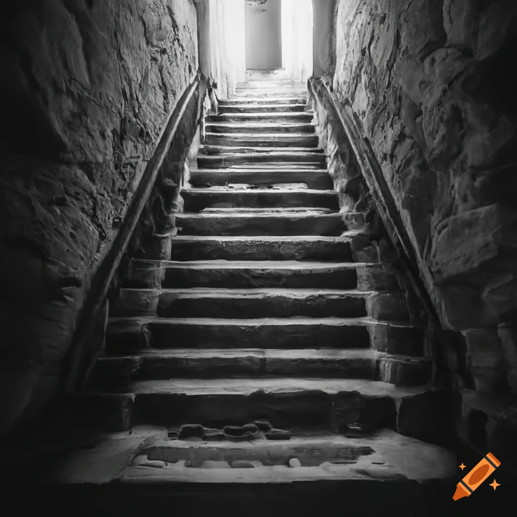 Dungeon stairs with rollercoaster inside on Craiyon