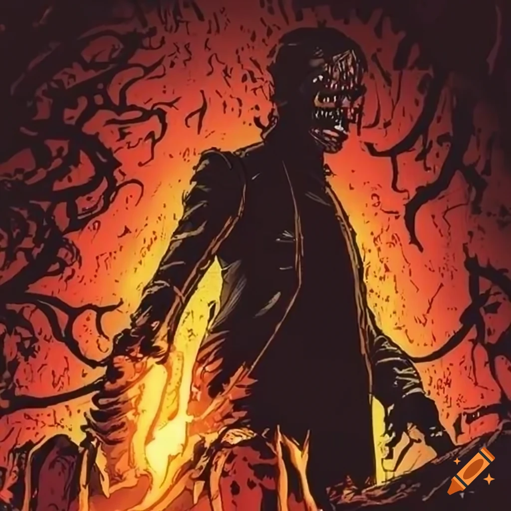 Comic style cowboy in black, white and red on Craiyon