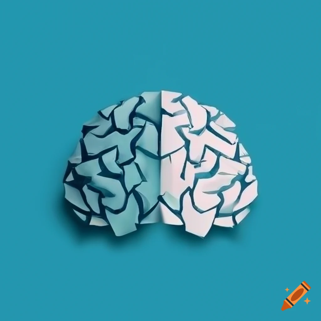 Origami brain logo for psychology on Craiyon