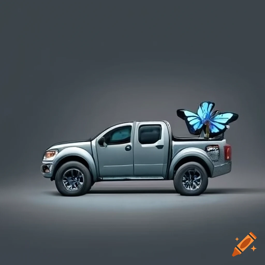 Nissan frontier with blue butterfly decals