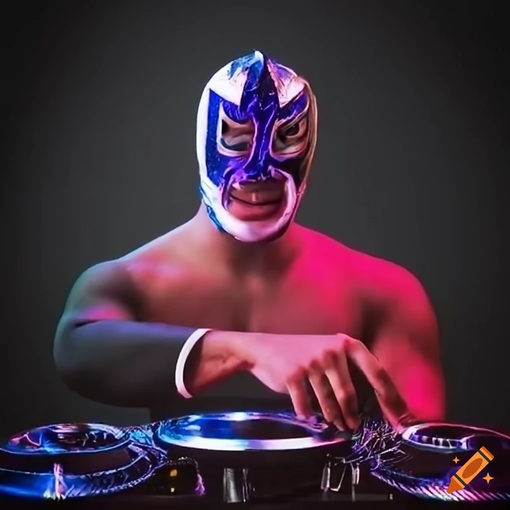 Luchador dj at a club on Craiyon