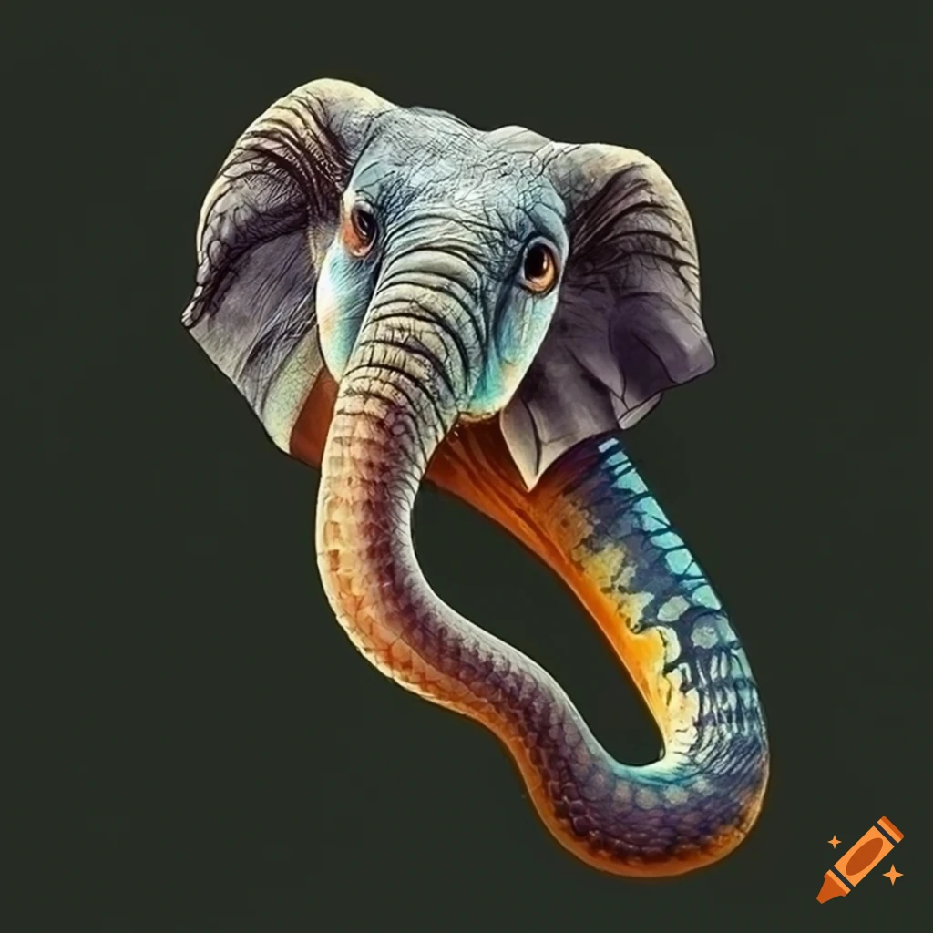 Artistic depiction of an elephant, butterfly, snake hybrid on Craiyon