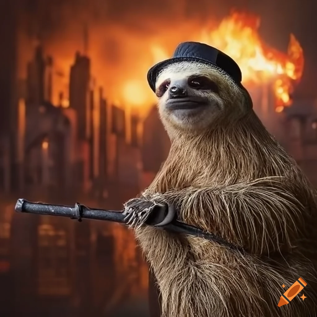 Digital art of a dapper sloth with a panama hat on Craiyon