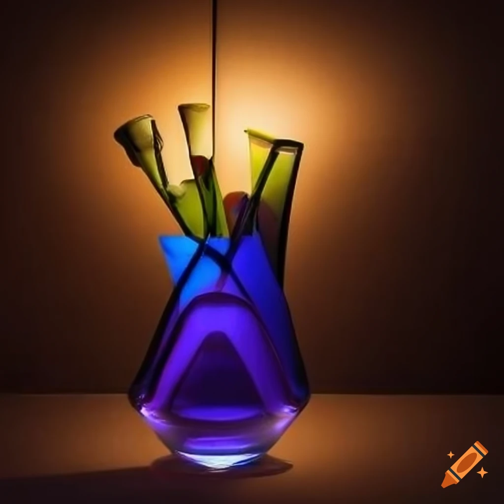 Cubist glass vase with dramatic lighting on Craiyon