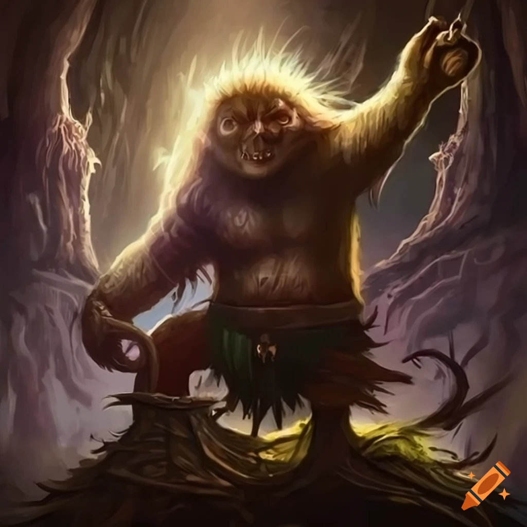 Fantasy artwork of a troll calling in the forest on Craiyon