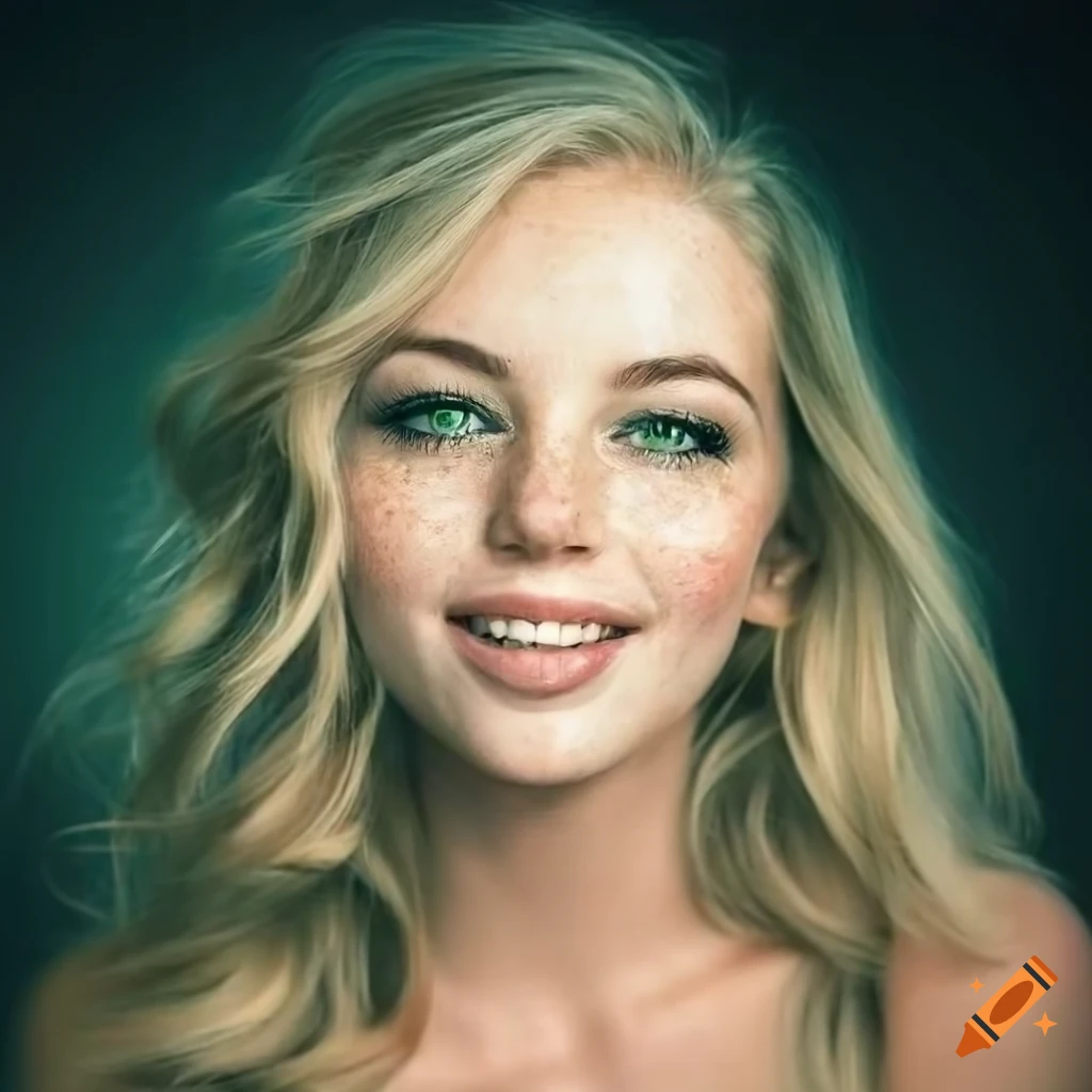 High Resolution Portrait Of A Beautiful Woman With Freckles And Green Eyes On Craiyon