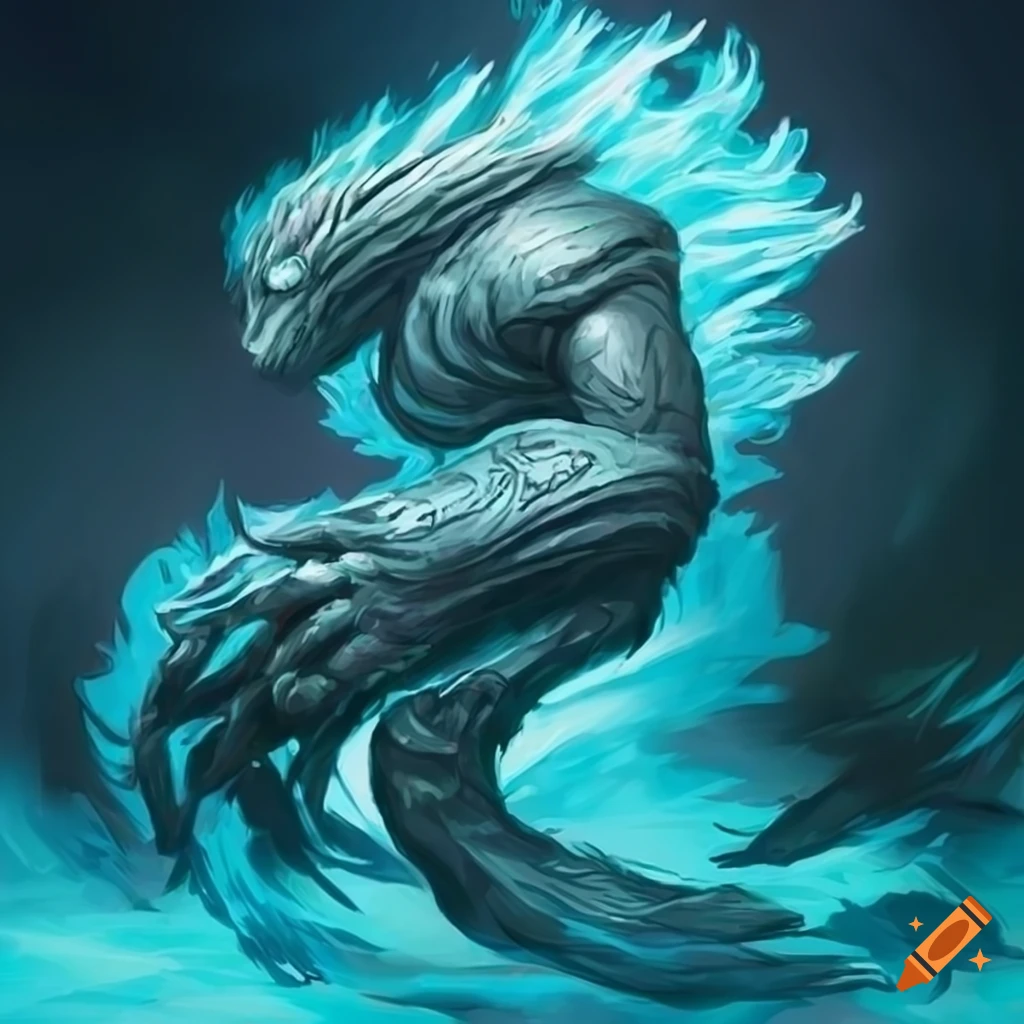Art of a wind elemental in magic the gathering style