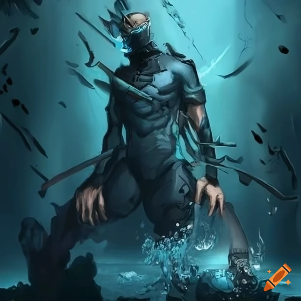 Realistic depiction of a futuristic water-wielding ninja on Craiyon