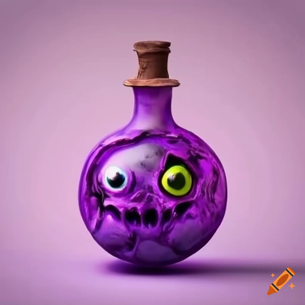 A spooky potion bottle with a monster design on Craiyon