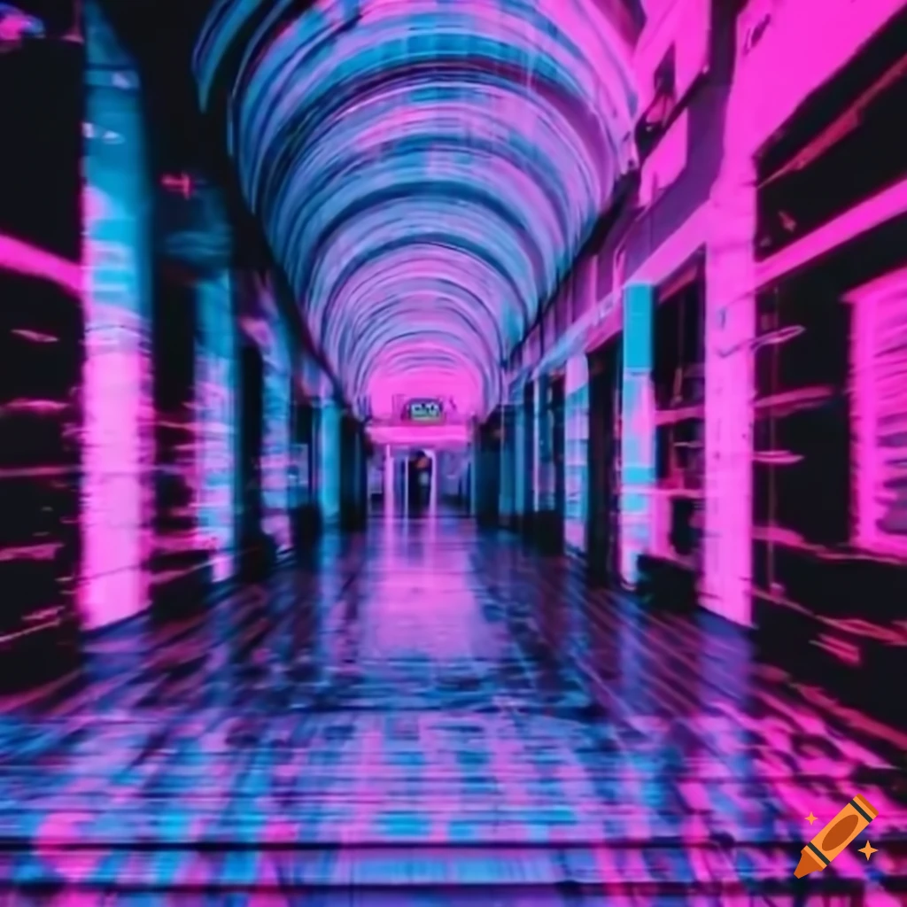 Neon lights illuminating a crowded techno dance floor on Craiyon