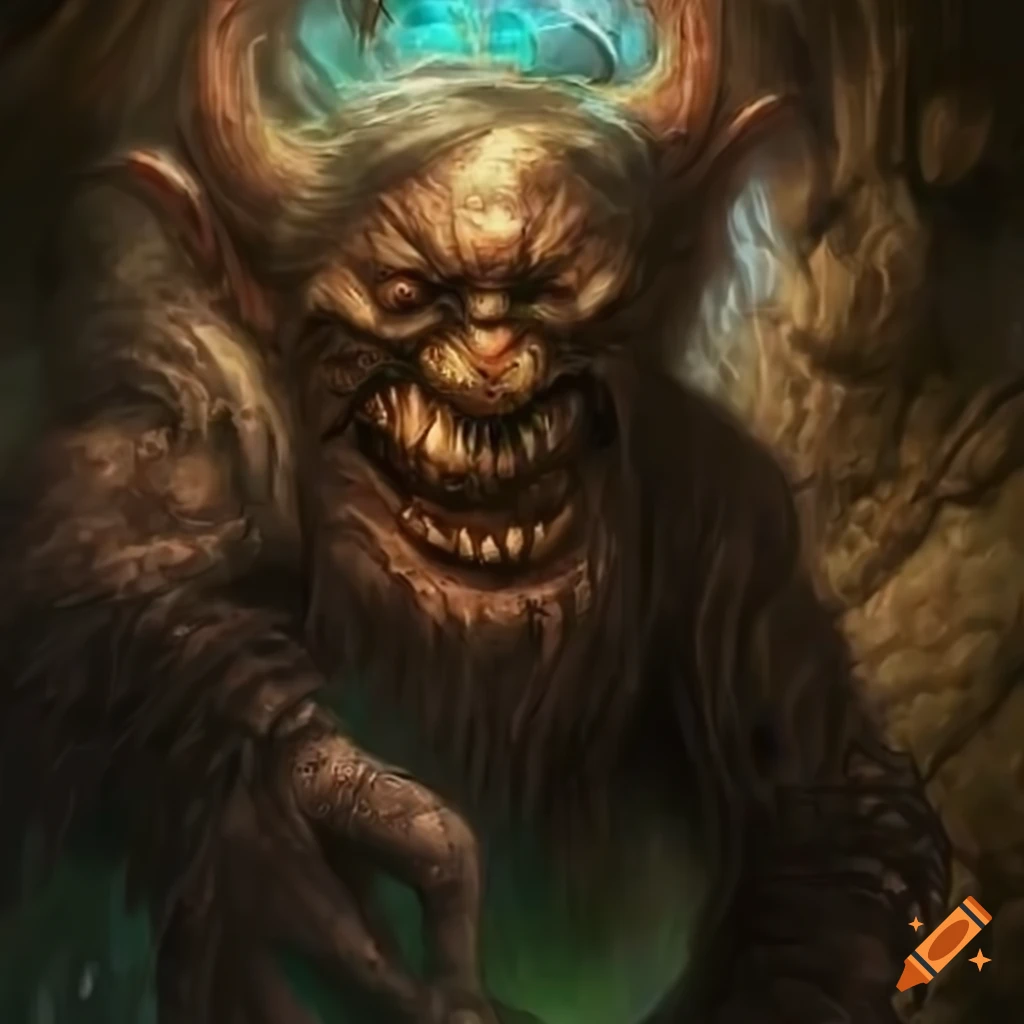Fantasy artwork of a troll calling in the forest on Craiyon
