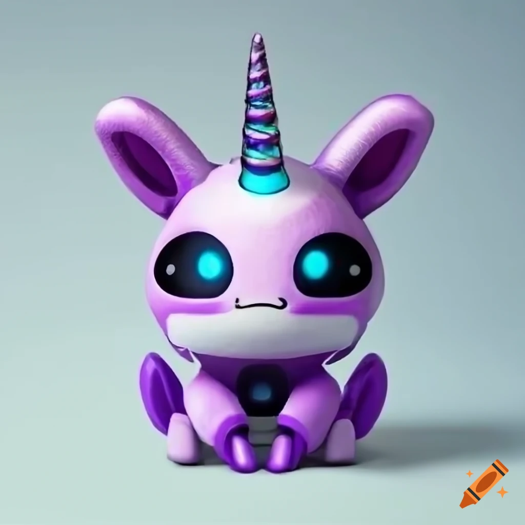 Chibi Protogen robot unicorn bunny in purple and white colors on Craiyon