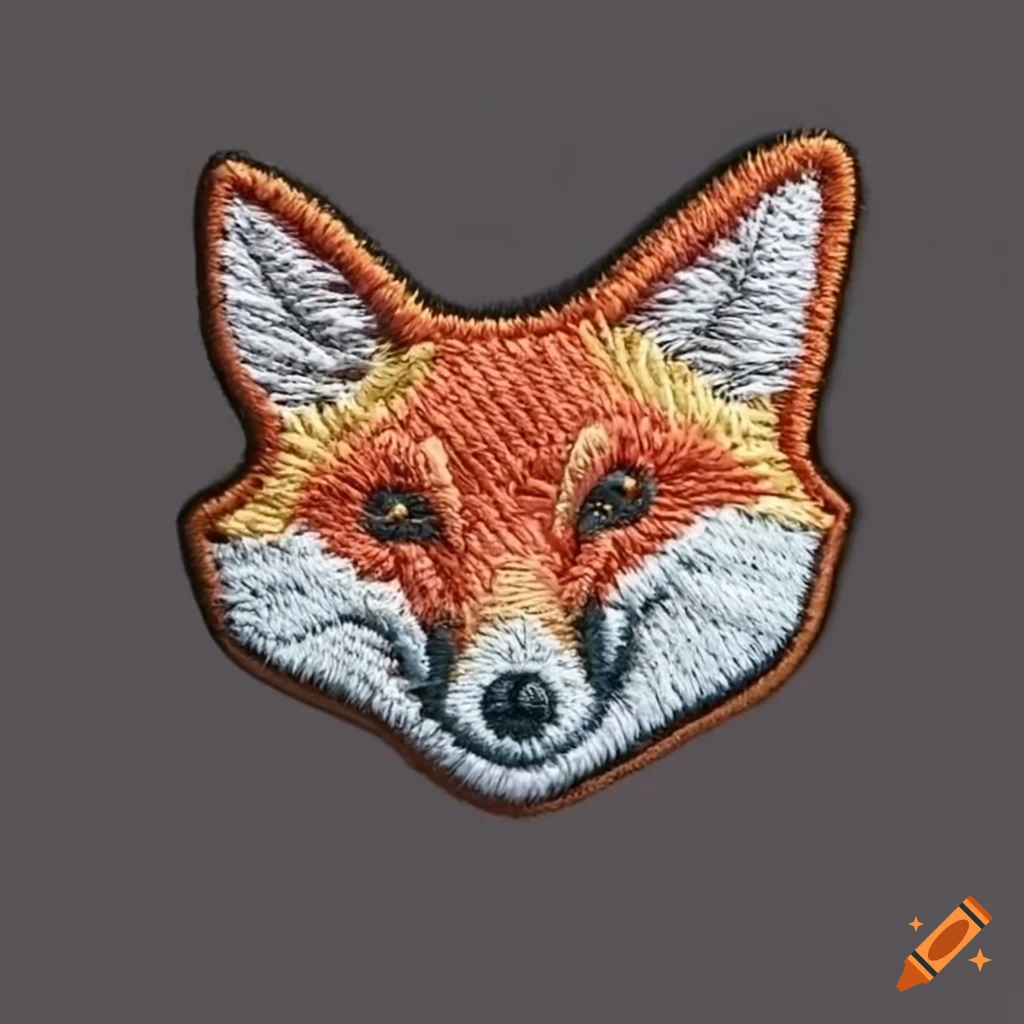 Minimalist embroidered fox head patch on Craiyon