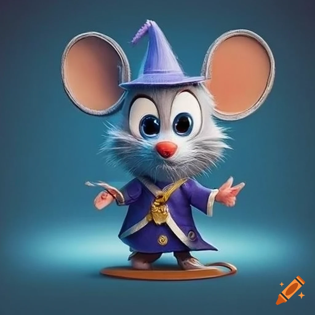 Cute wizard mouse character in pixar style on Craiyon
