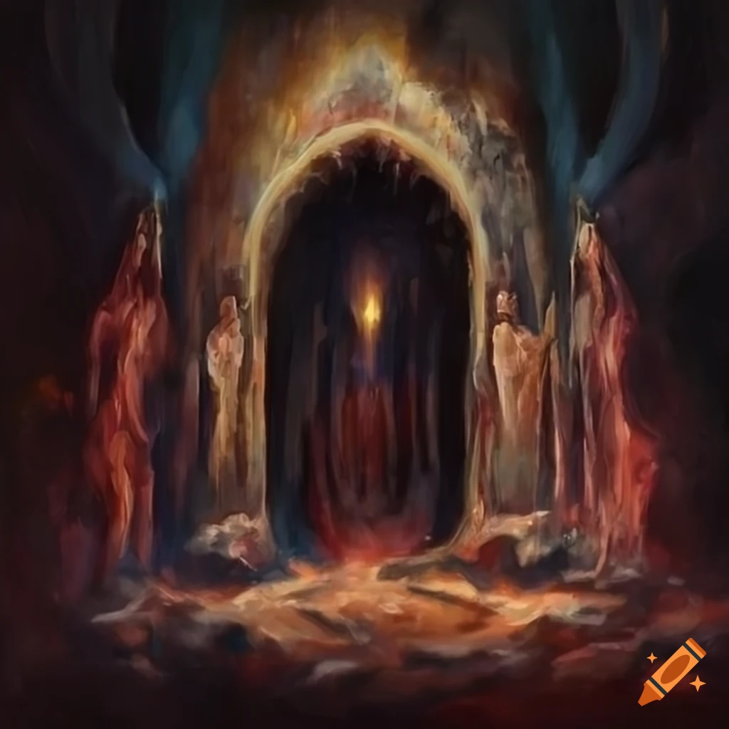 Oil painting of a portal to the realm of death