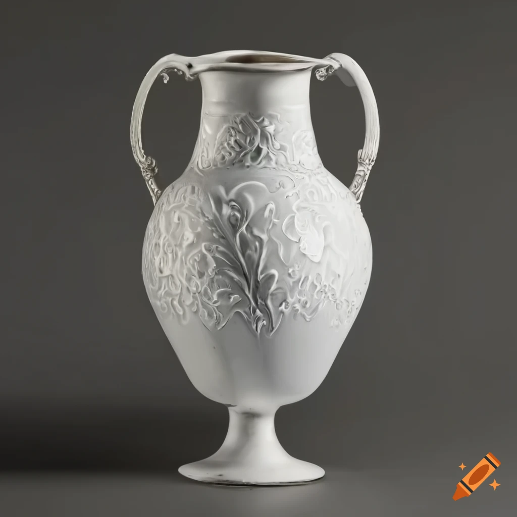 Intricate silver vase with handles on Craiyon