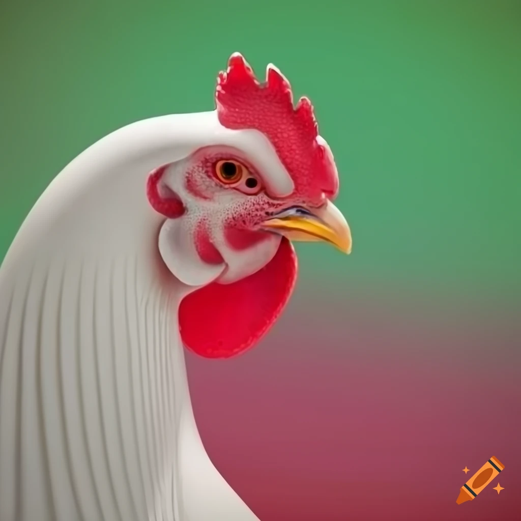 Artistic sculpture of a chicken made from fruits and vegetables on Craiyon