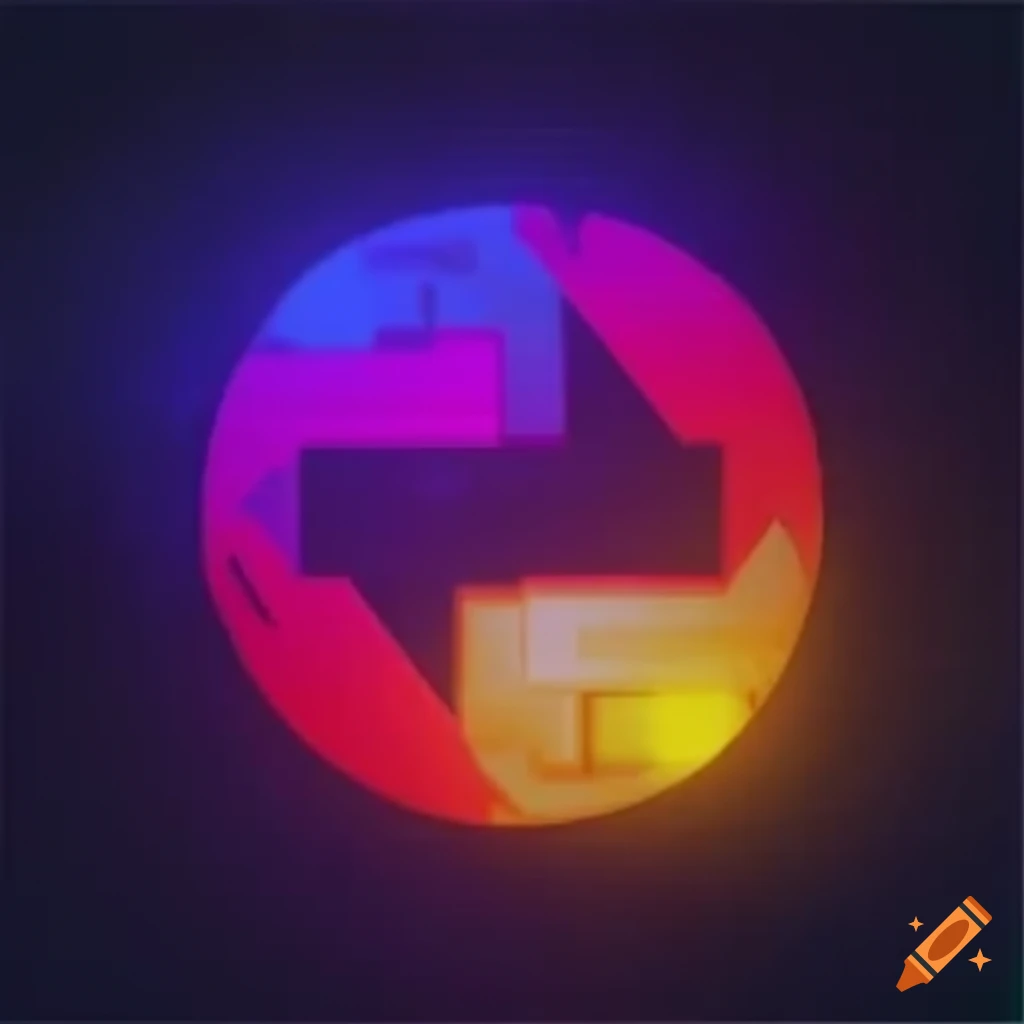 Cyberpunk emblem for a dystopian mega corporation