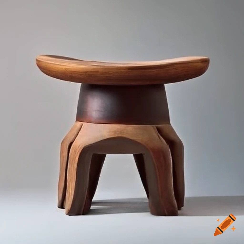 Postmodern stool in the shape of old japanese house tiles on white ...