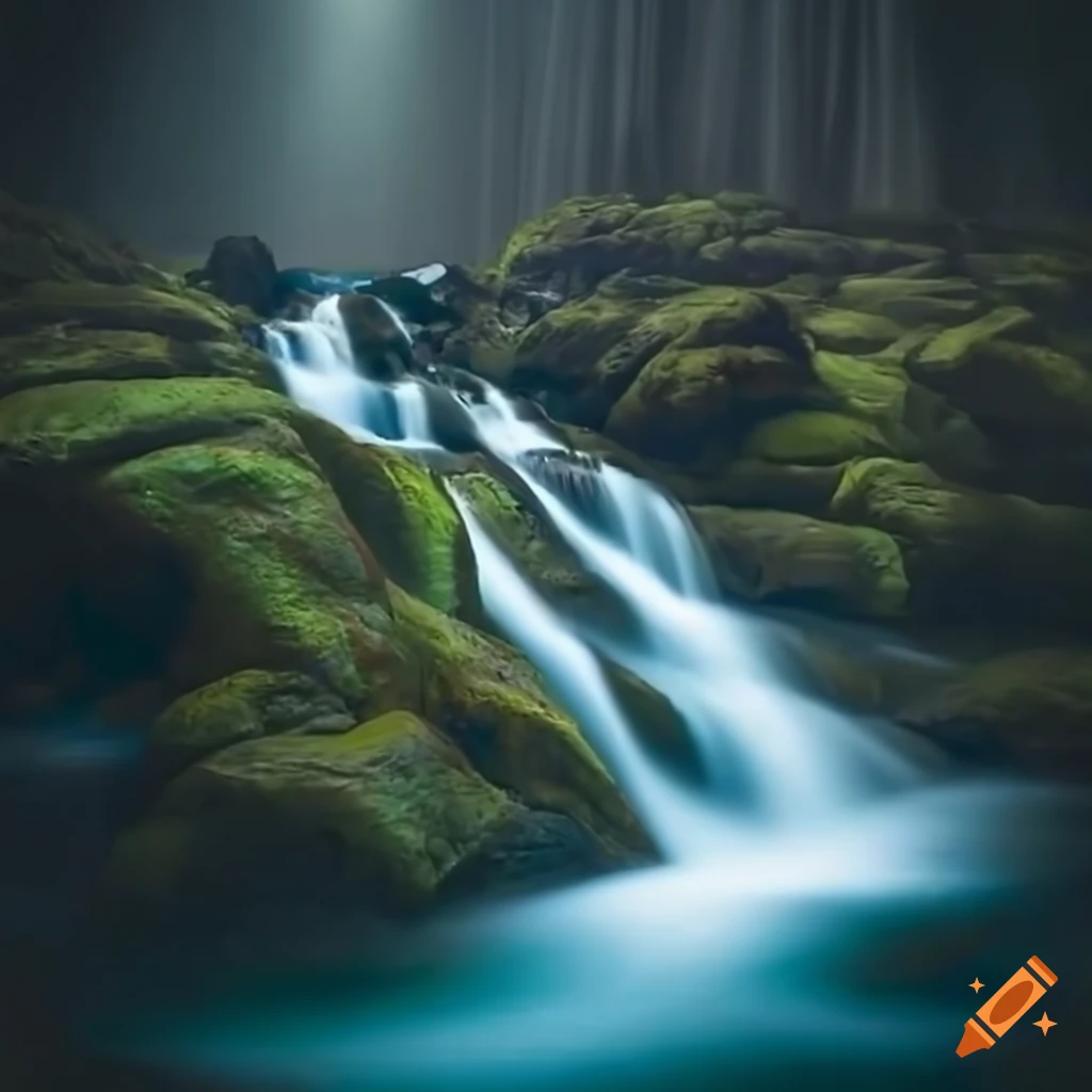 Waterfall cascading down a mountain