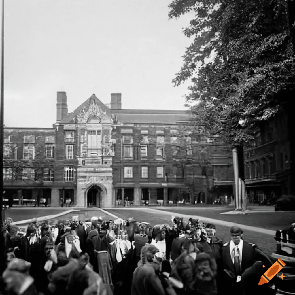 Black and white photo of a large group of students at University of ...