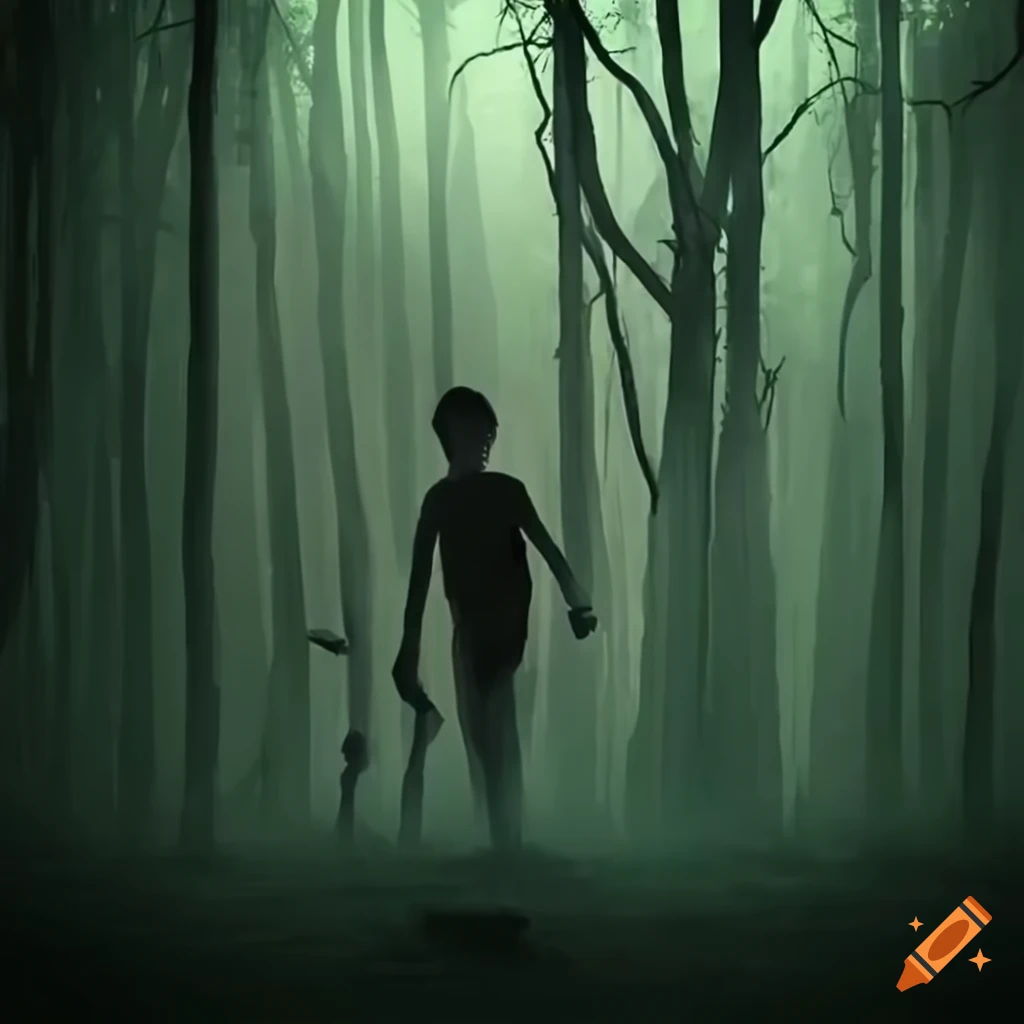 Image of children exploring a scary forest on Craiyon