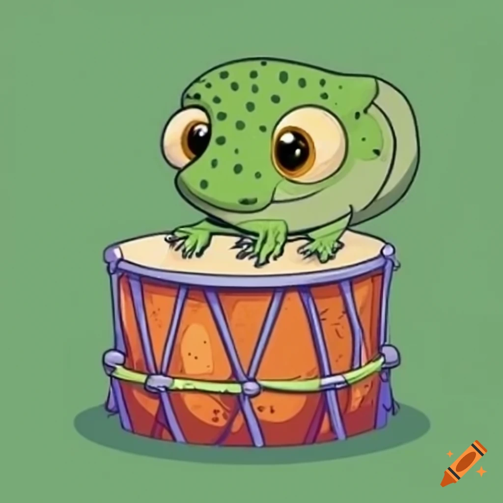 Octopus playing drums on a green background on Craiyon