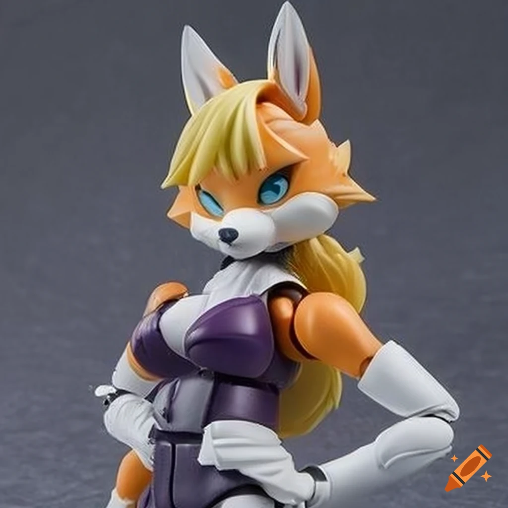 Articulated action figure of a furry fox on Craiyon
