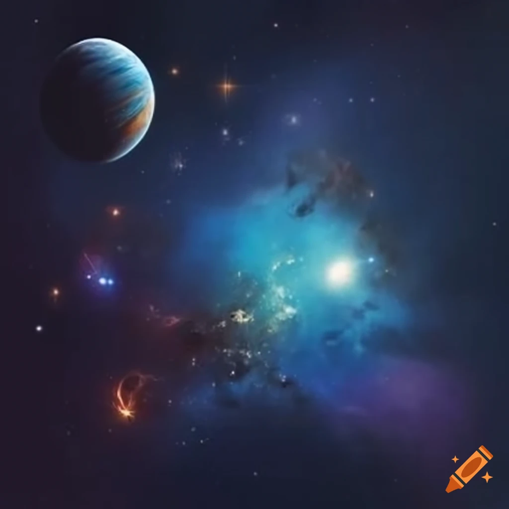 Mystical space scenery with stars and galaxies on Craiyon