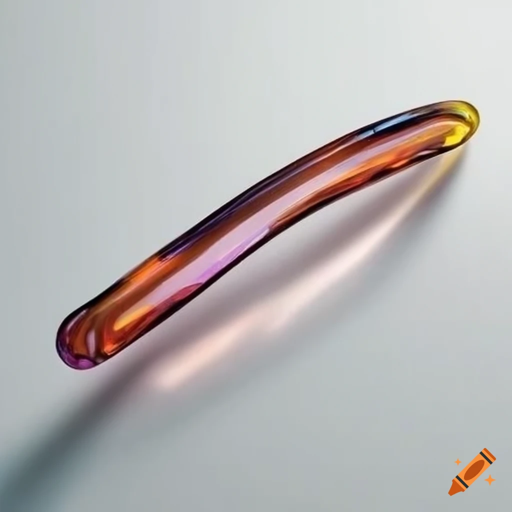 Long curvy glass drawer handle in a vibrant color