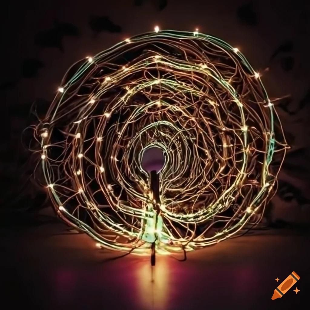 Ethereal wire sculpture with twinkle lights