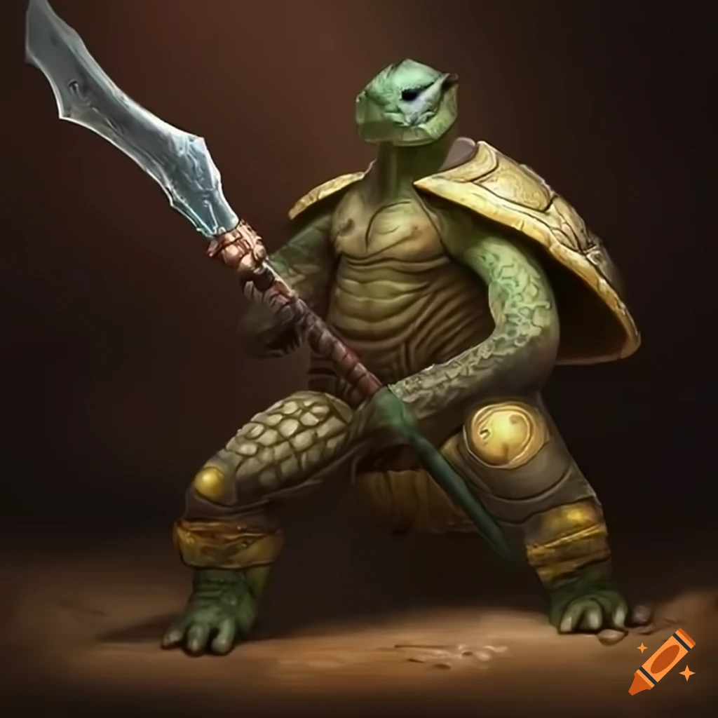Image of a powerful tortle warrior with a glaive on Craiyon